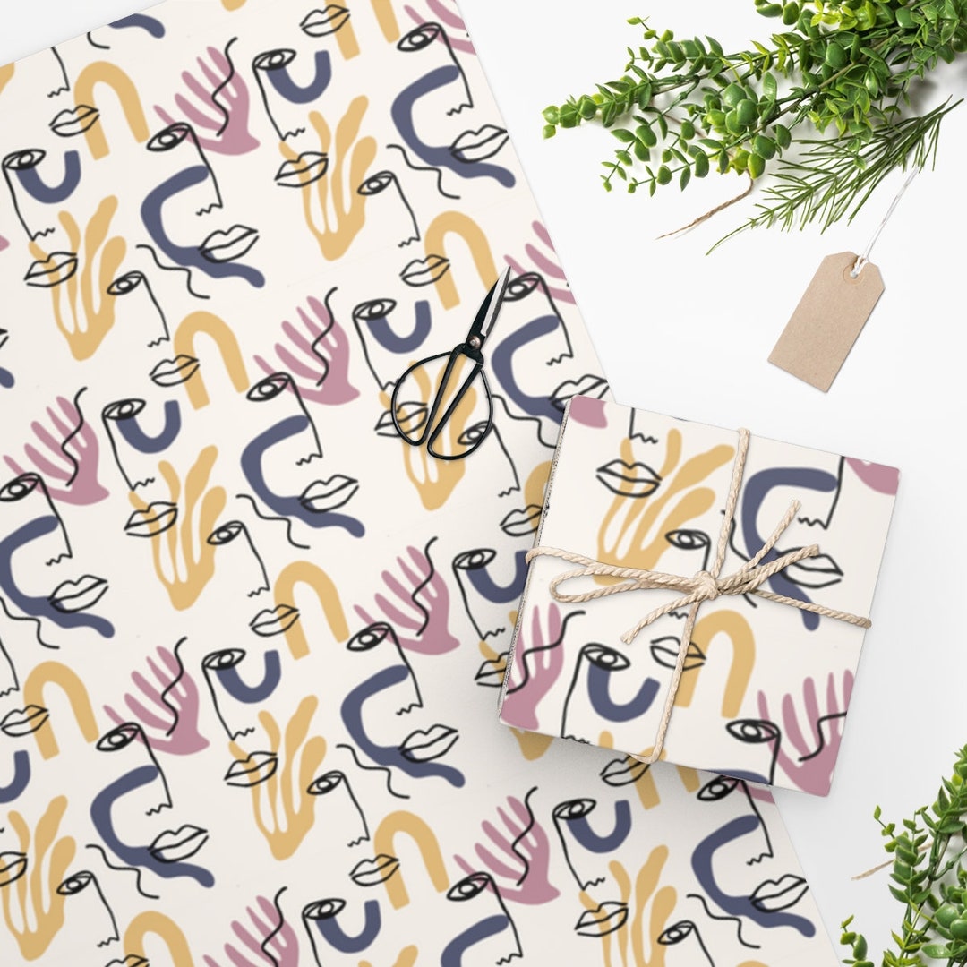 Abstract 80's Face Blobs Wrapping Paper Gift Wrap - Etsy