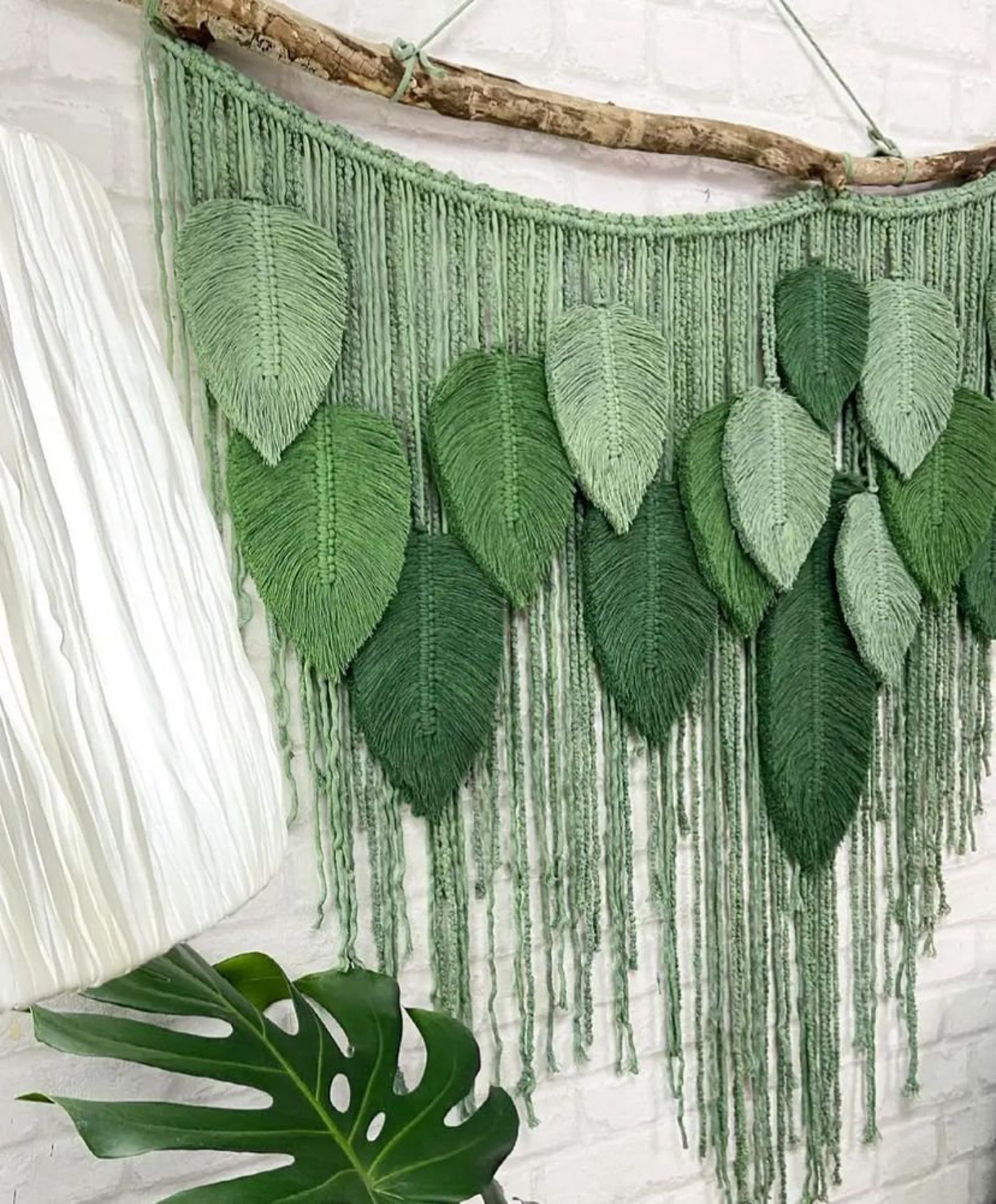 Green Leaf Macrame Wall Hanginglarge Leaf Macrame Wall - Etsy