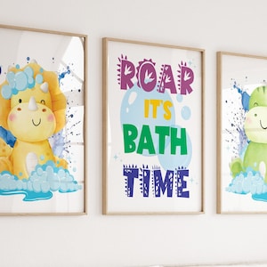 Dinosaur Bathroom Printable Boy Art Sign Wall Decor Bathroom Dinosaur ...
