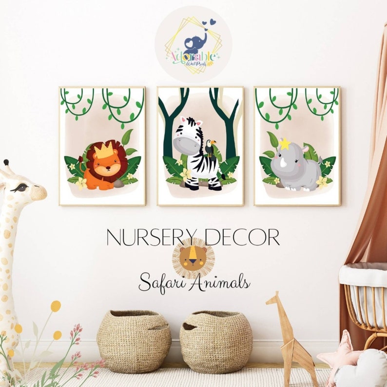 Jungle Theme Nursery Decor,safari Nursery Decor Set, Wild One Prints ...