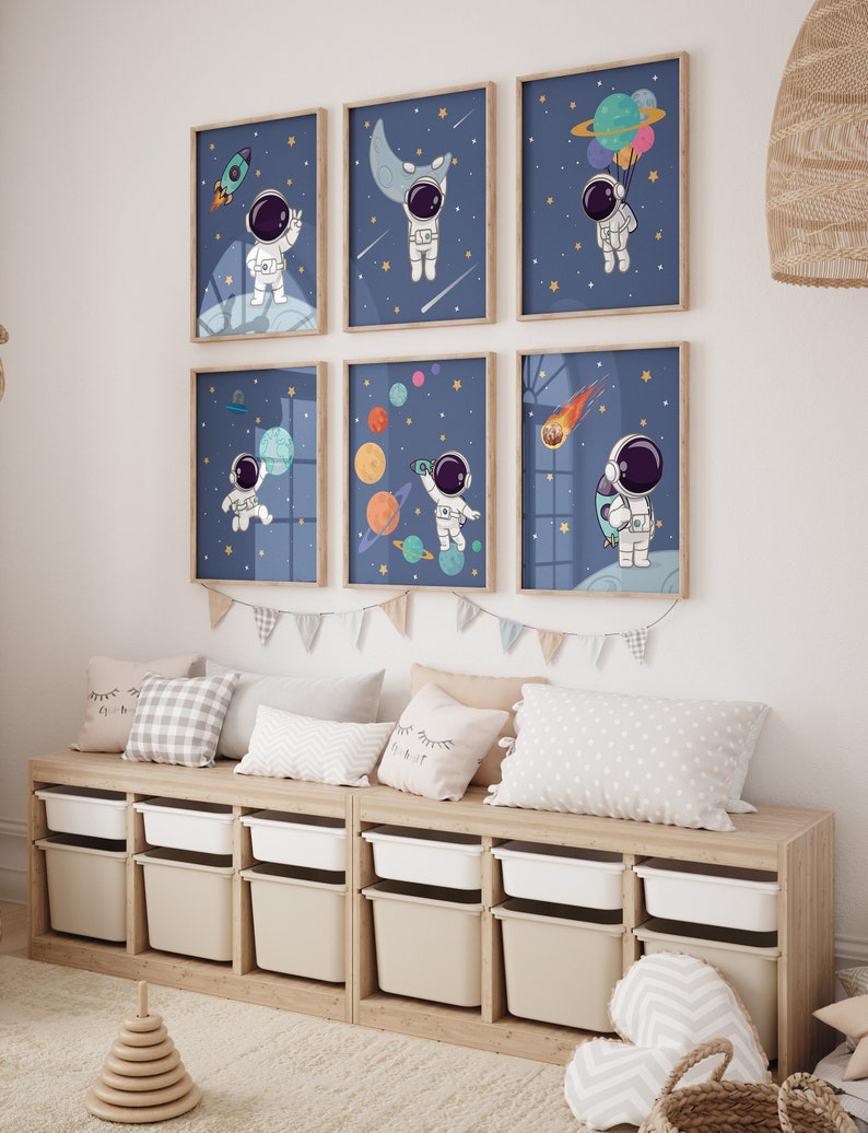Astronaut Space Theme Wall Art Outerspace Nursery Decor Digital Print ...