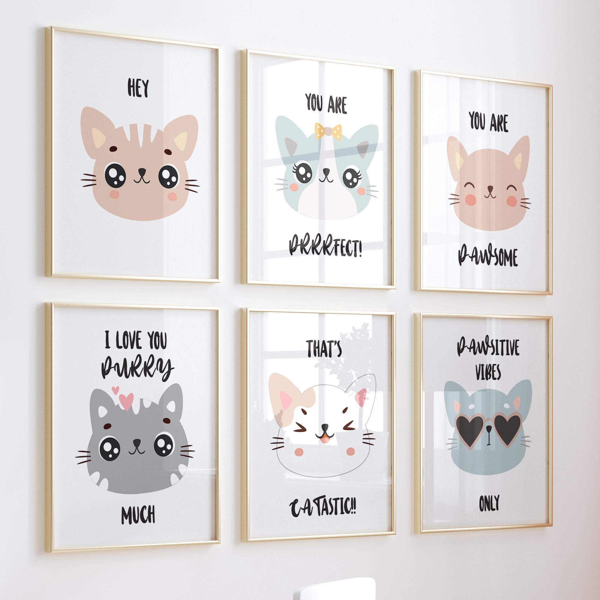 Cat Wall Art Minimalism Kids Motivational Wall Art Nursery Cat Lovers ...