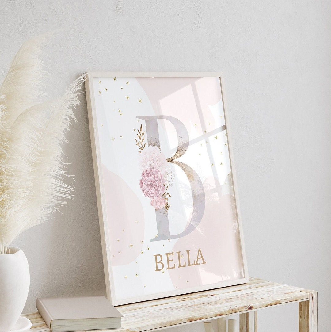 Personalized Initial Name Print Floral Letter and Name Sign Custom ...