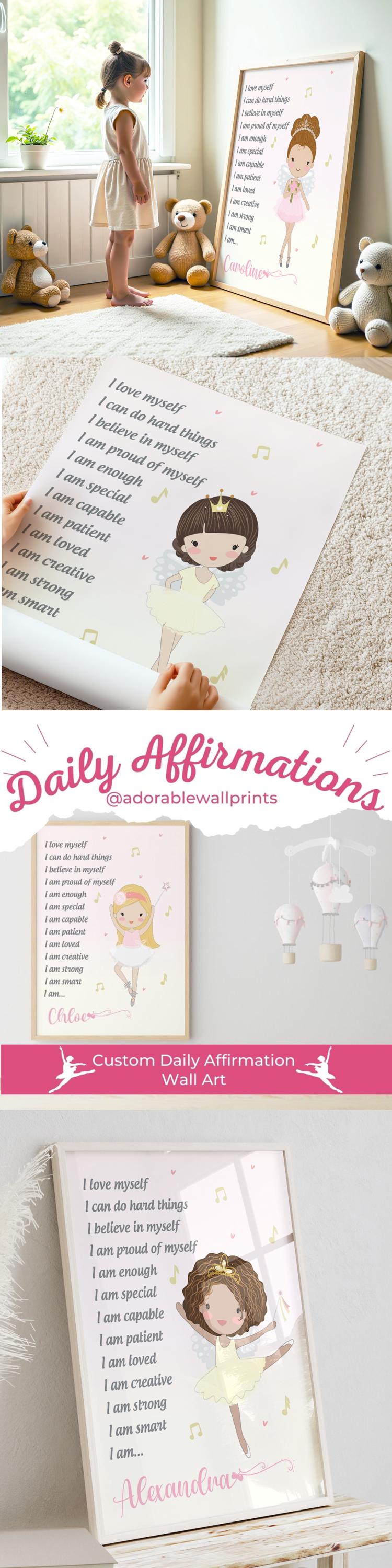 Personalized Name Girl Positive Affirmation Poster Daily Affirmations ...