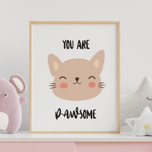 Cat Wall Art Minimalism Kids Motivational Wall Art Nursery Cat Lovers ...