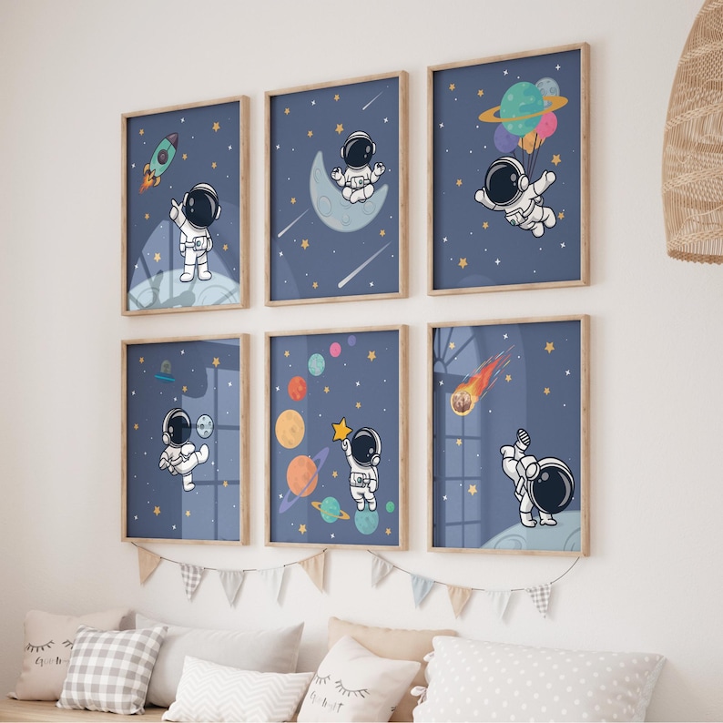 Astronaut Space Theme Wall Art Outer Space Nursery Decor Digital Print ...