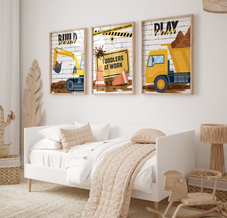 Printable Construction Wall Art Decor for Boys Construction Trucks ...