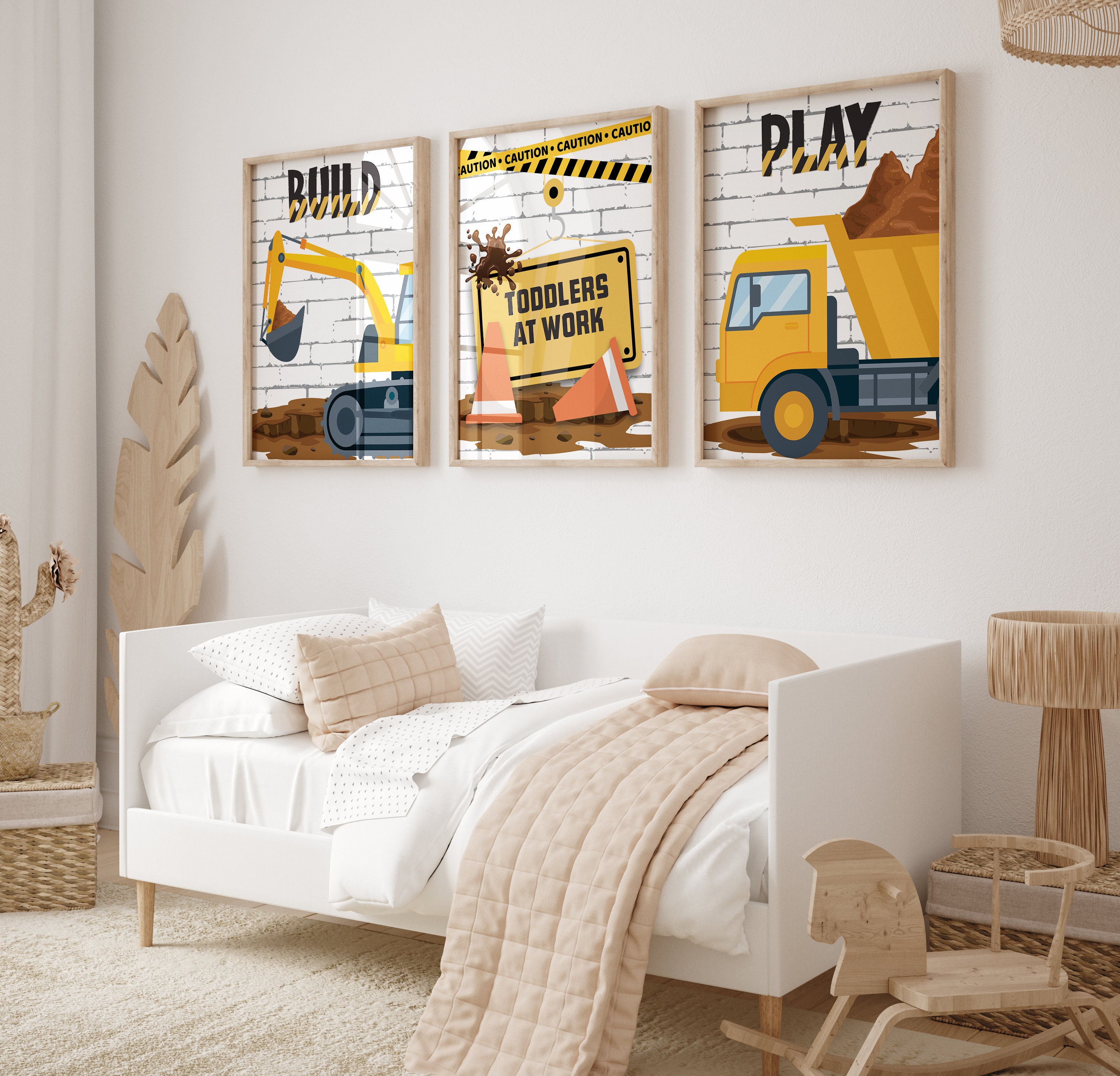 Printable Construction Wall Art Decor for Boys Construction Trucks ...
