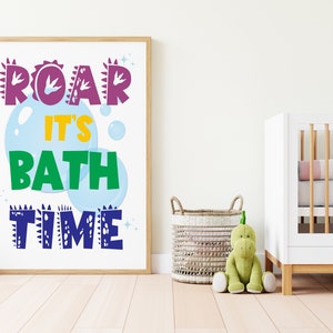 Dinosaur Bathroom Printable Boy Art Sign Wall Decor Bathroom Dinosaur ...