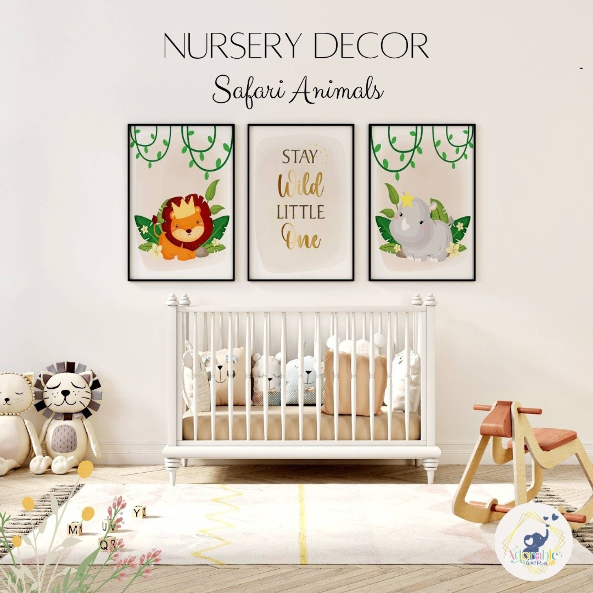 Jungle Theme Nursery Decorsafari Nursery Decor Set Wild One - Etsy