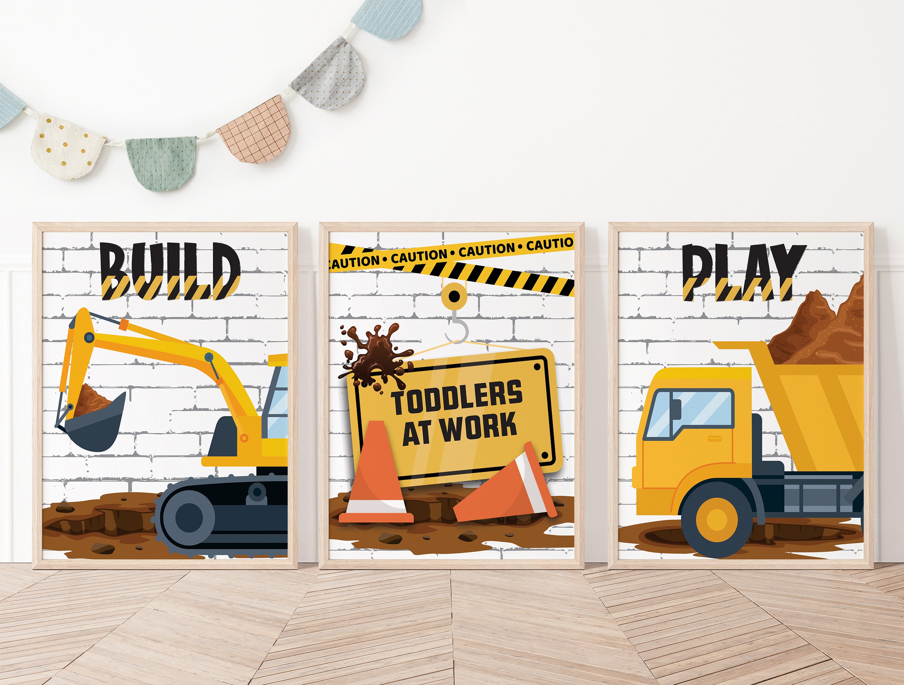 Printable Construction Wall Art Decor for Boys Construction Trucks ...