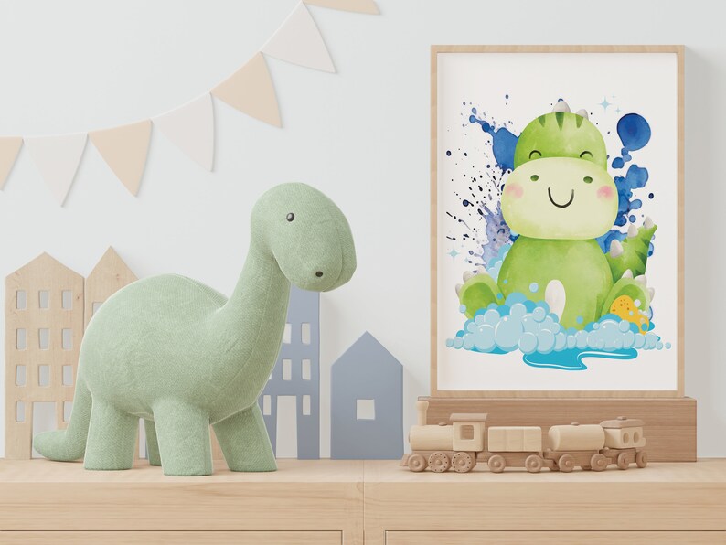Dinosaur Bathroom Printable Boy Art Sign Wall Decor Bathroom - Etsy