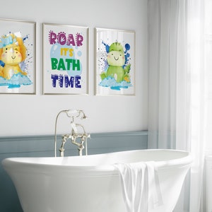 Dinosaur Bathroom Printable Boy Art Sign Wall Decor Bathroom Dinosaur ...