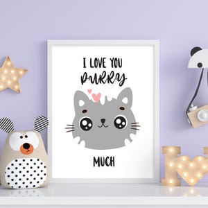 Cat Wall Art Minimalism Kids Motivational Wall Art Nursery Cat Lovers ...