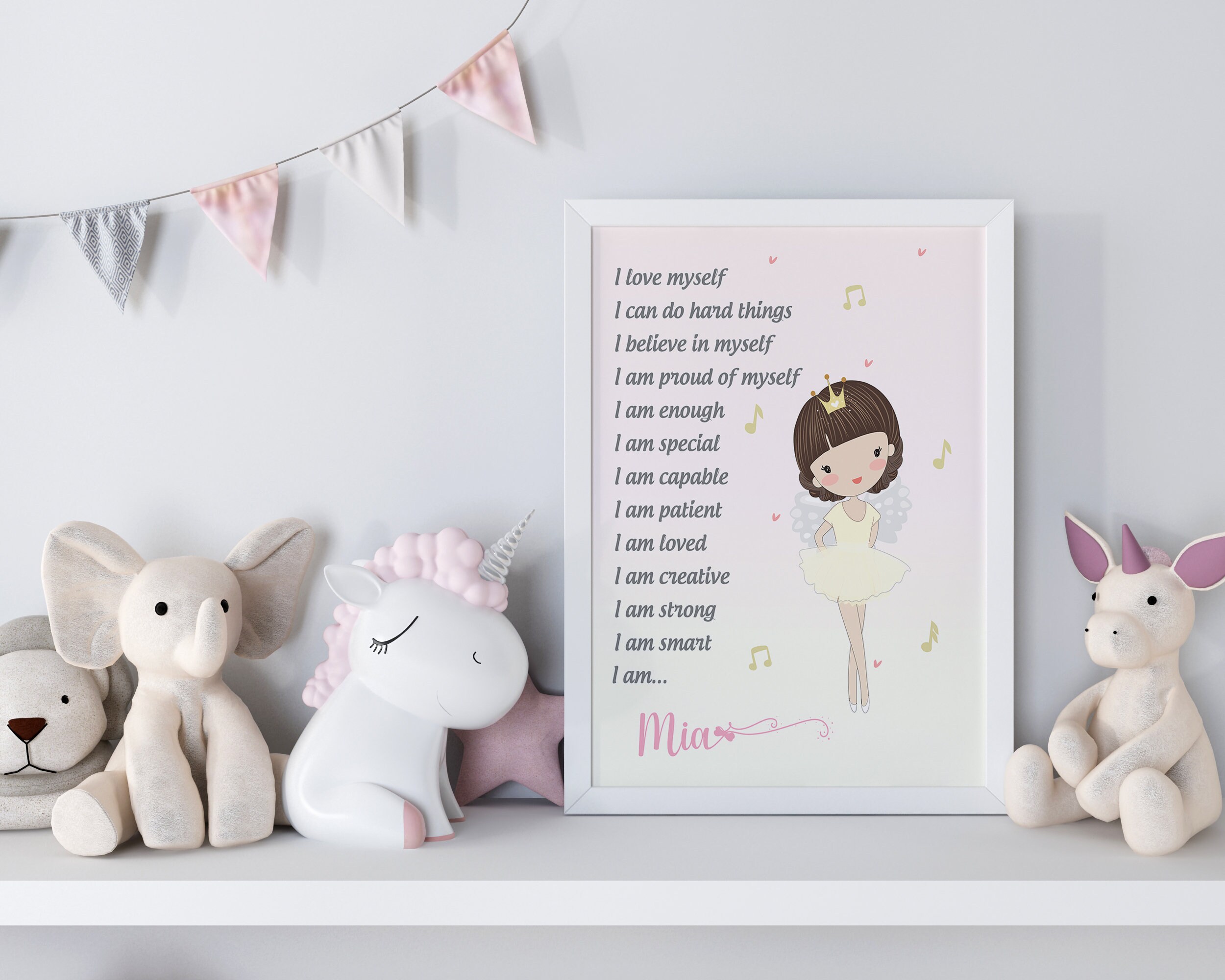 Personalized Name Girl Positive Affirmation Poster Daily Affirmations ...