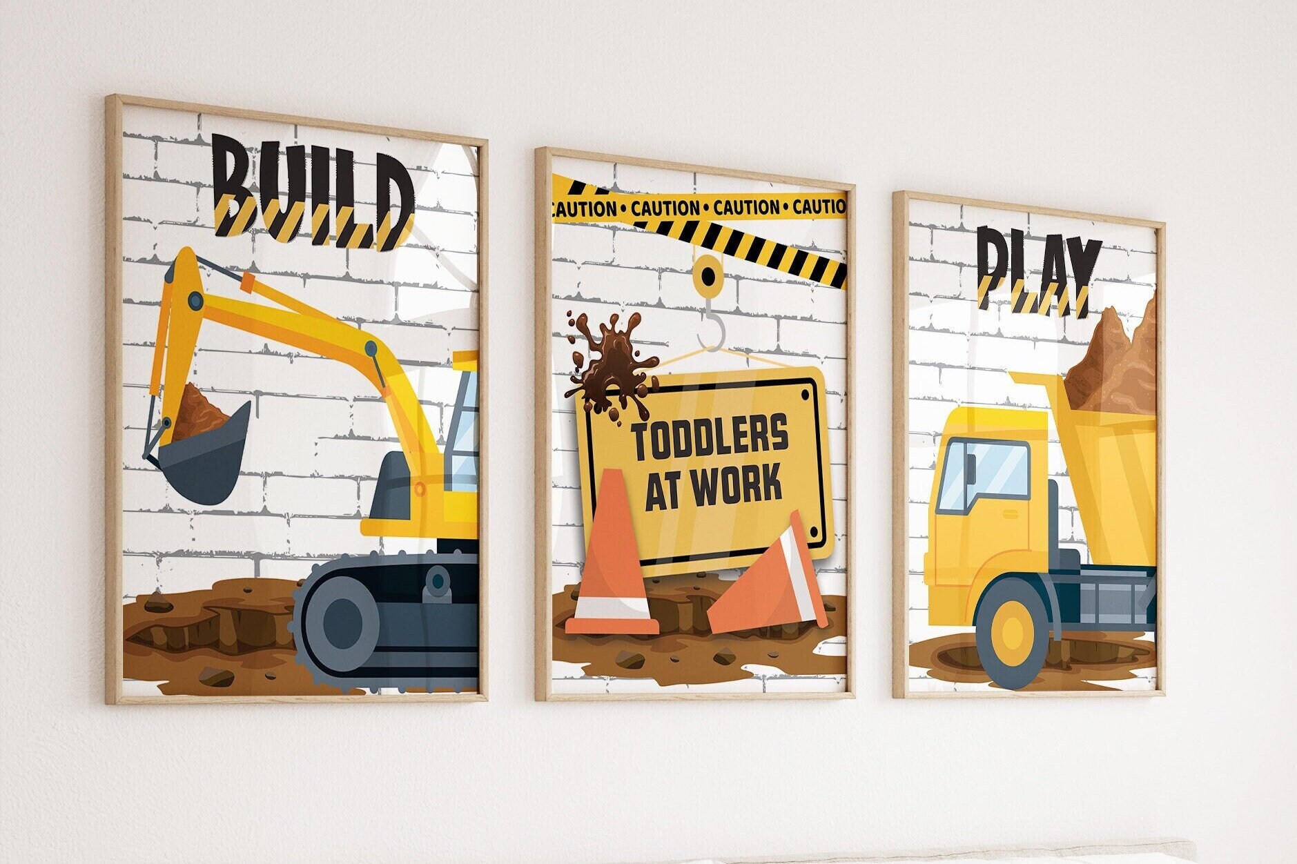 Printable Construction Wall Art Decor for Boys Construction Trucks ...