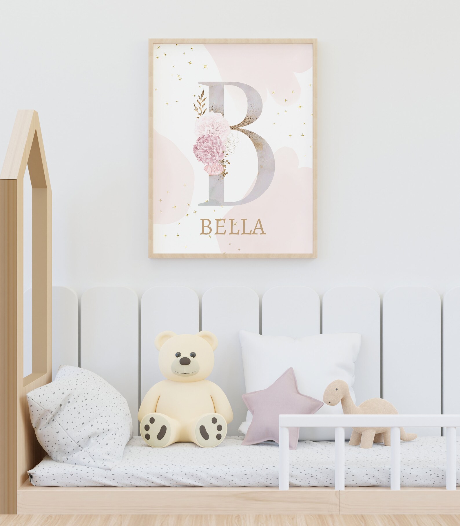 Personalized Initial Name Print Floral Letter and Name Sign Custom ...