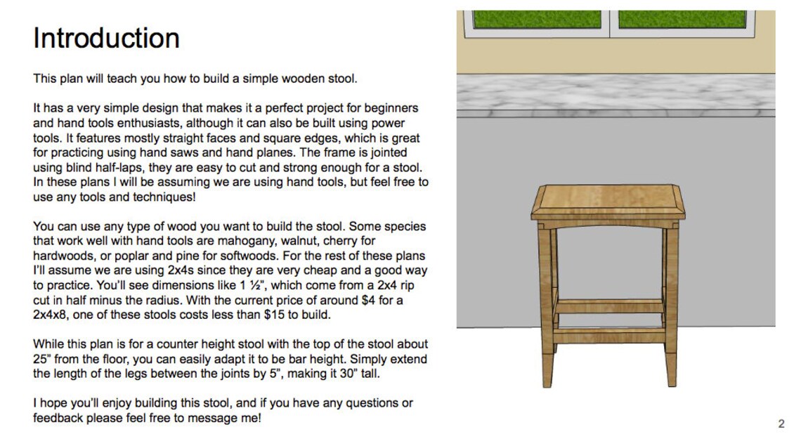 Wooden Stool - PDF Plans | DIY Stool Plans | Beginner Woodworking Plans ...