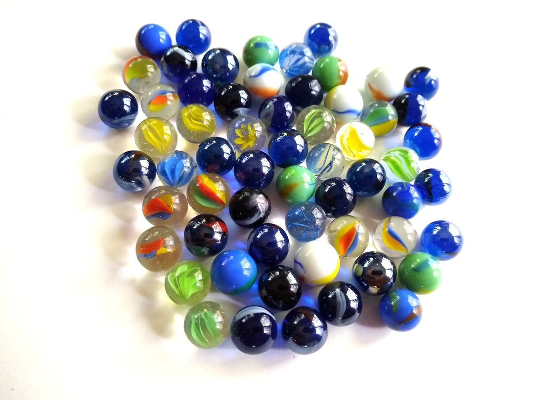 60 Vintage Collectible Glass Marbles, Cat's Eye Variations and Other ...