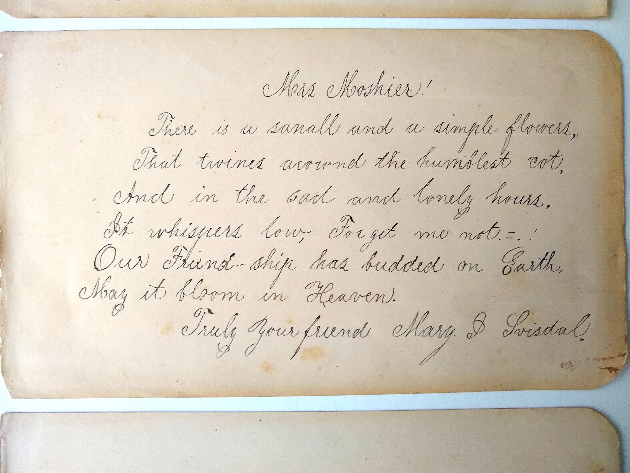 Three Handwritten Victorian Era Poems, Original Antique Written Rhyming ...