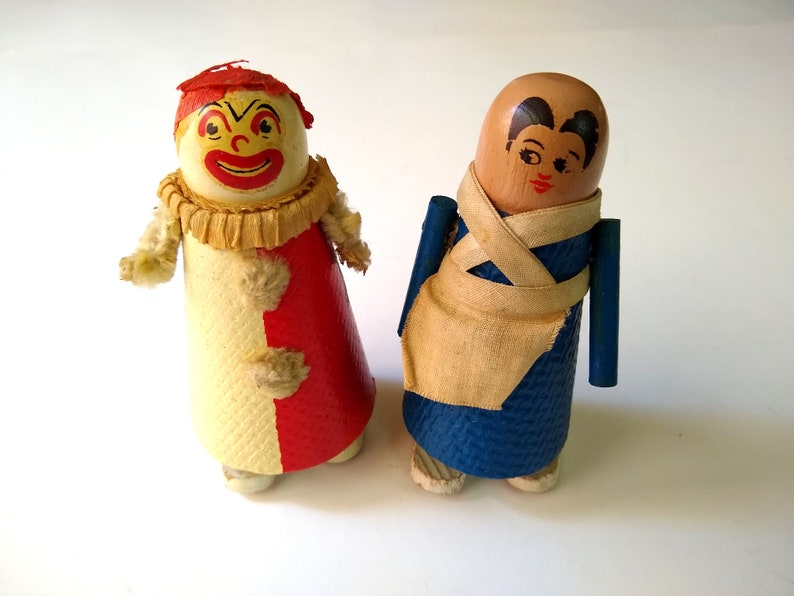 1930s Set Wilson Ramp Walkers, Wood Clown Walker, Old Rustic Wood Toy ...