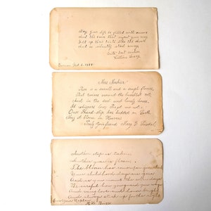 Three Handwritten Victorian Era Poems, Original Antique Written Rhyming ...