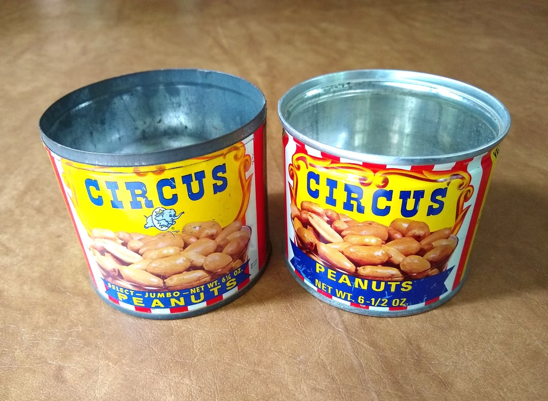 Two Vintage Circus Foods Peanuts Cans, Circus Select Jumbo Nutsy's ...