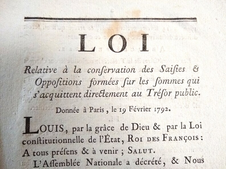 1792 France Official Stamped 7-page Document, During the French ...