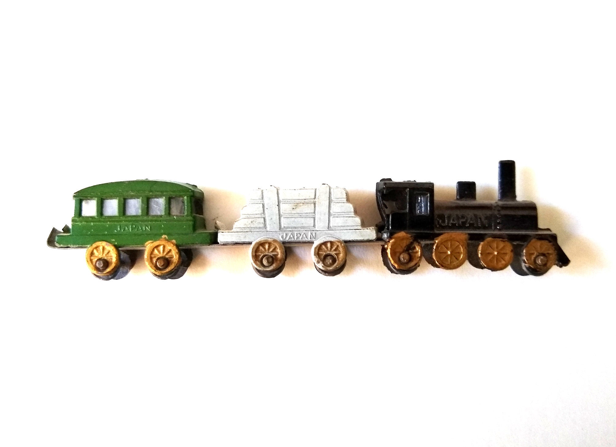 Small Metal Three Car Train Made in Japan, Japanese Miniature Metal ...