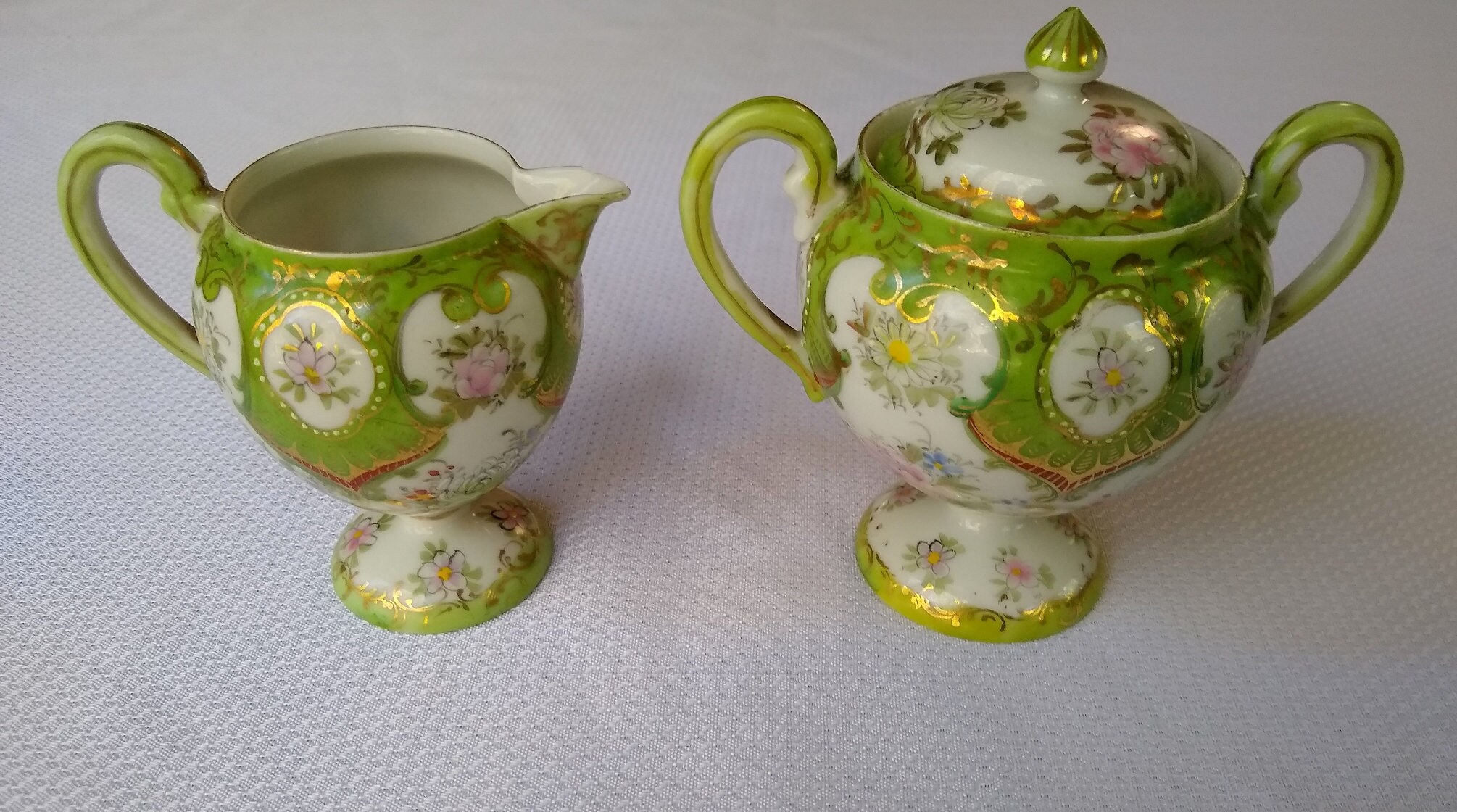 Antique Tashiro Shoten Nippon Hand Painted Porcelain Creamer and Sugar ...