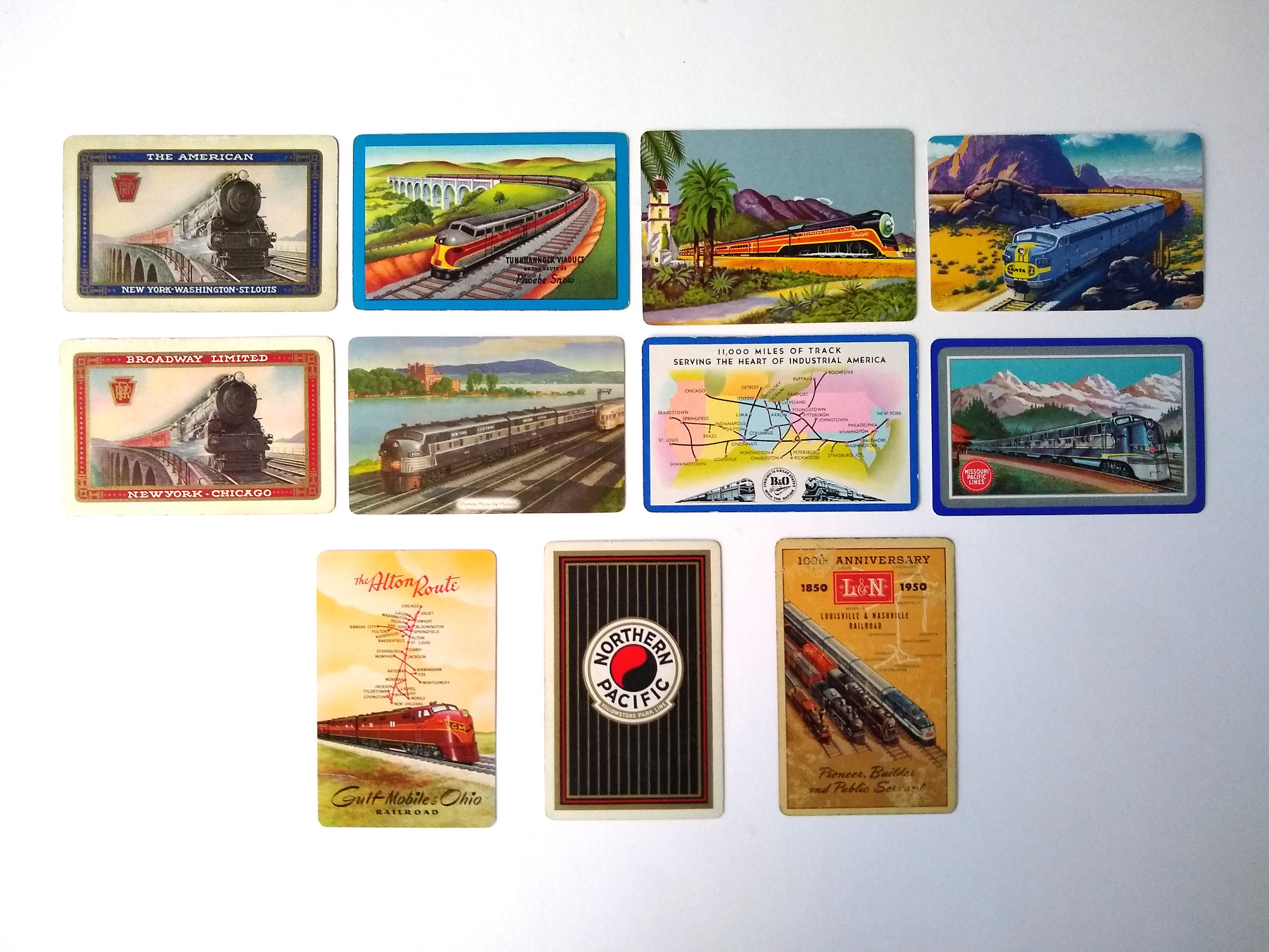 11 Railroad Playing Cards From Different Railway Systems, Set of Rare ...