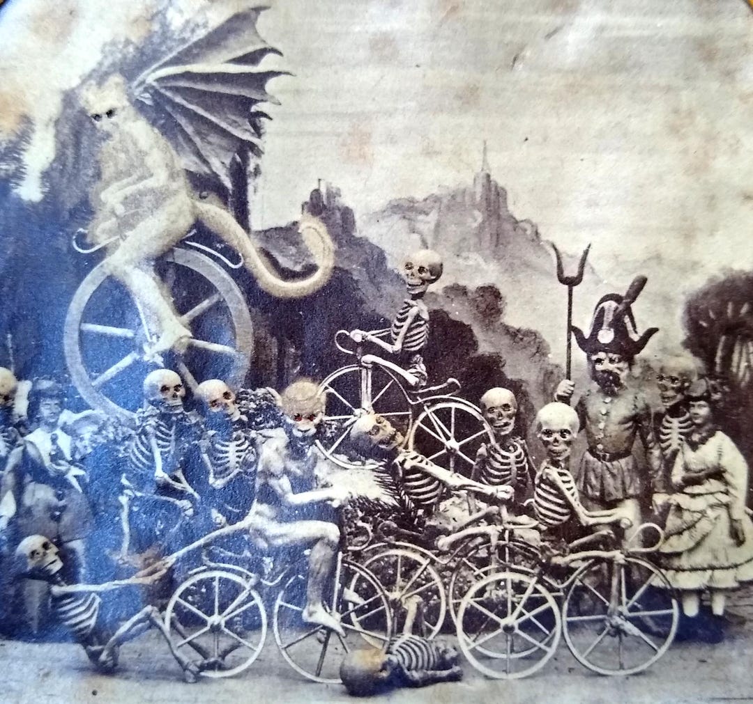 Antique 1800s Scary Halloween Underworld Scene of Demons and Devils ...