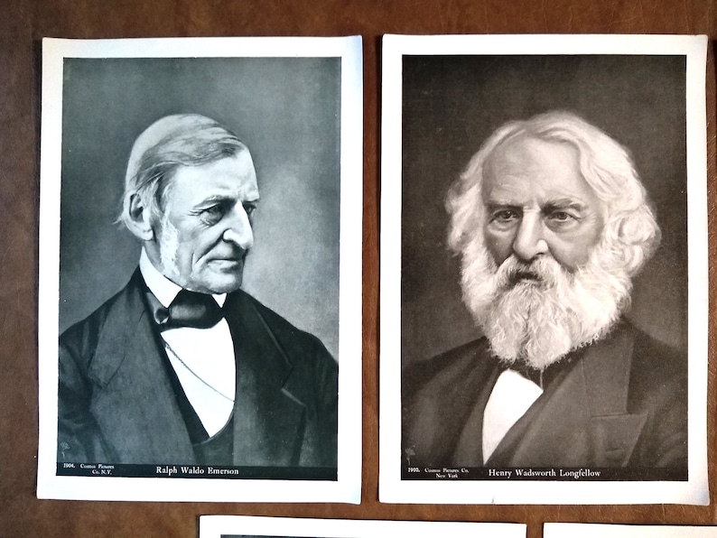 9 Antique Cosmos Pictures Co N.Y. Prints - Ralph Waldo Emerson, Henry ...