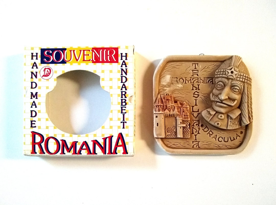 1980s Romania Souvenir Dracula Ceramic Powder Wall Plaque, Vintage ...
