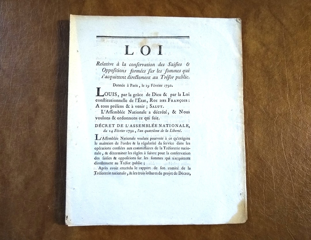 1792 France Official Stamped 7-page Document, During the French ...