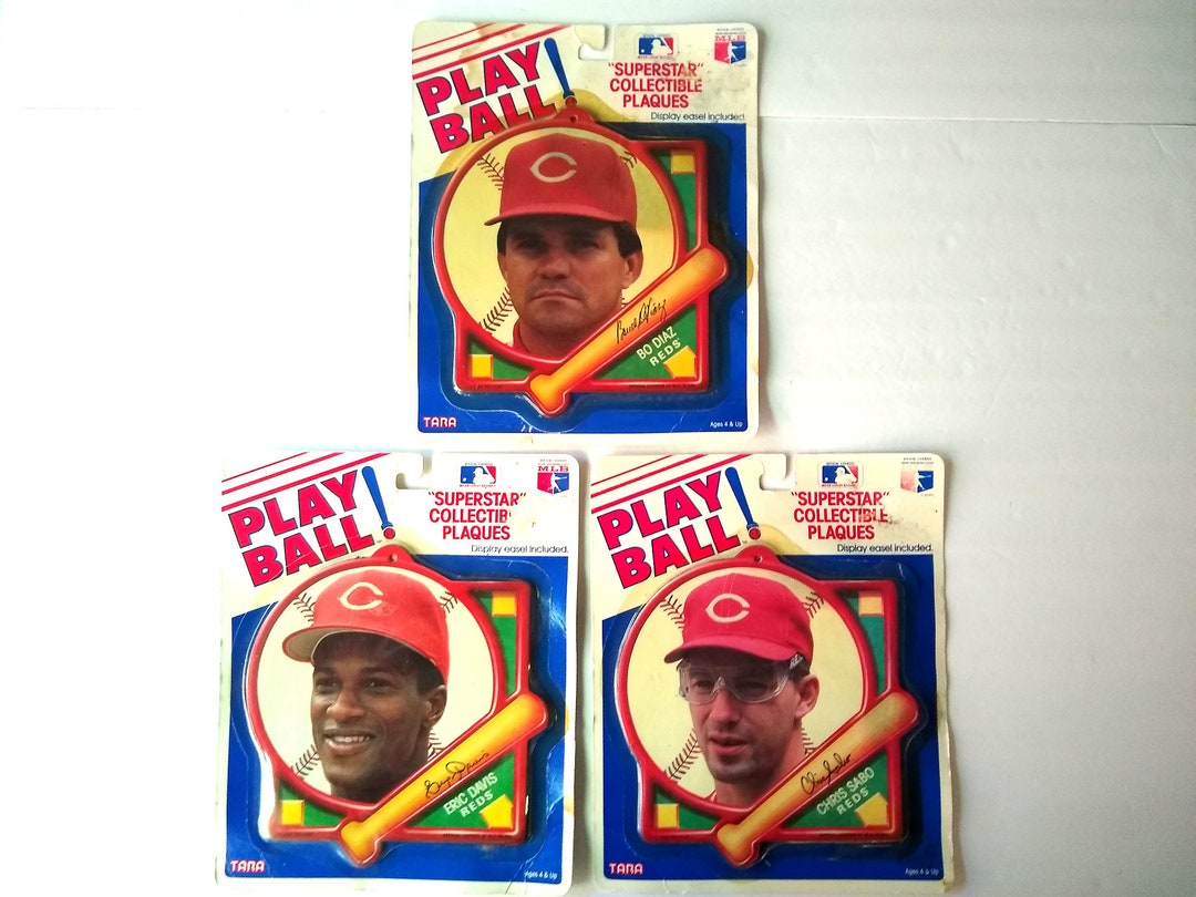 Three MLB Play Ball Superstar Collectible Plaques, Eric Davis Reds ...