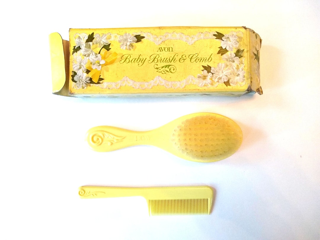 1970s Avon Soft Yellow Baby Brush and Comb Set With Original Box ...