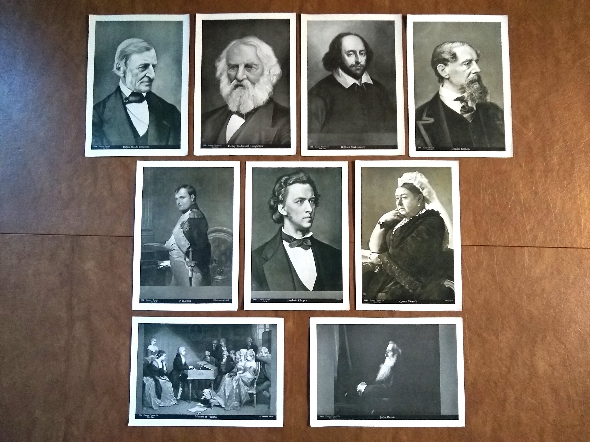 9 Antique Cosmos Pictures Co N.Y. Prints - Ralph Waldo Emerson, Henry ...