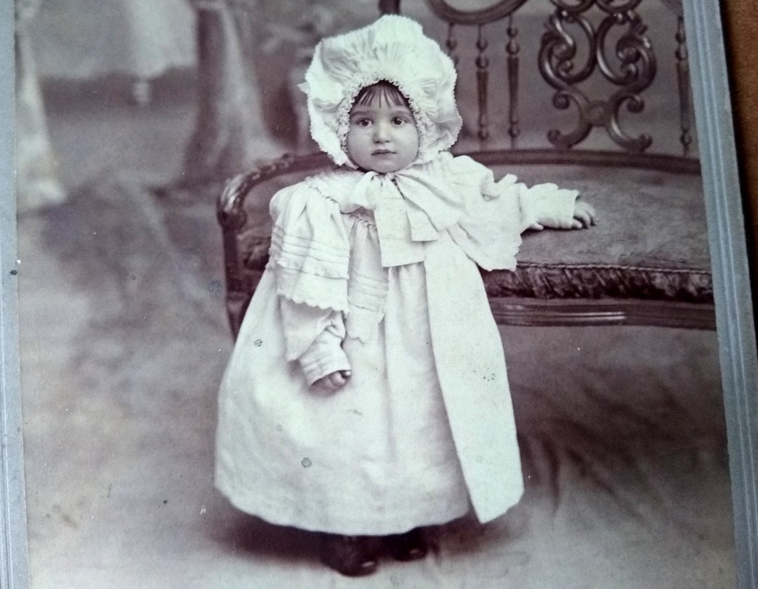 14 Antique Children's Photographs and an Antique Handmade Baby Record ...