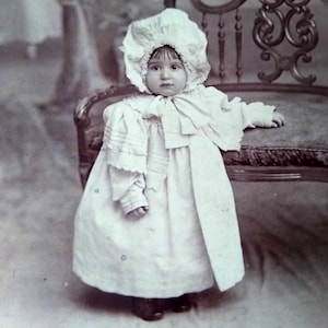 14 Antique Children's Photographs and an Antique Handmade Baby Record ...