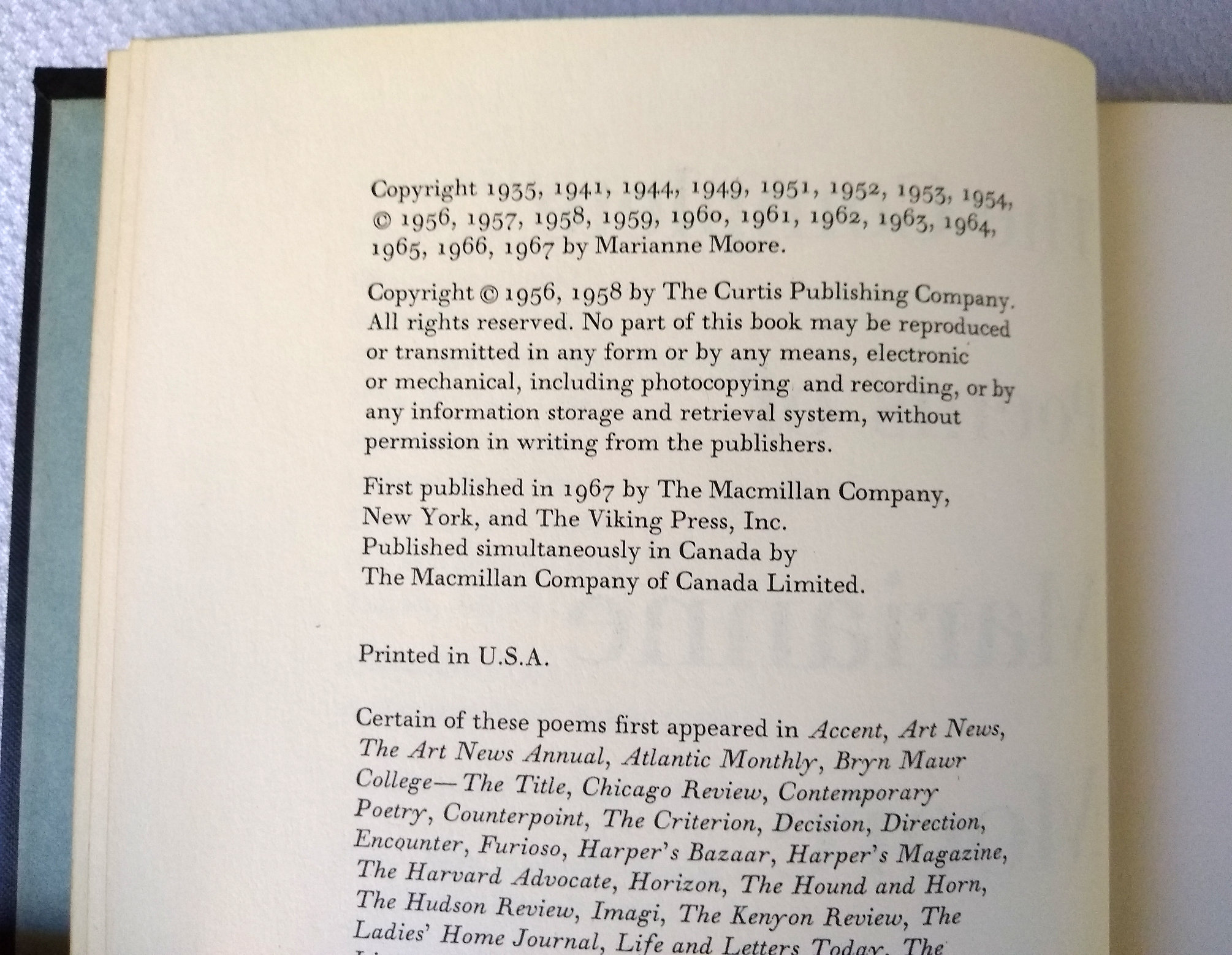 The Complete Poems by Marianne Moore 1967 Book Published by the ...