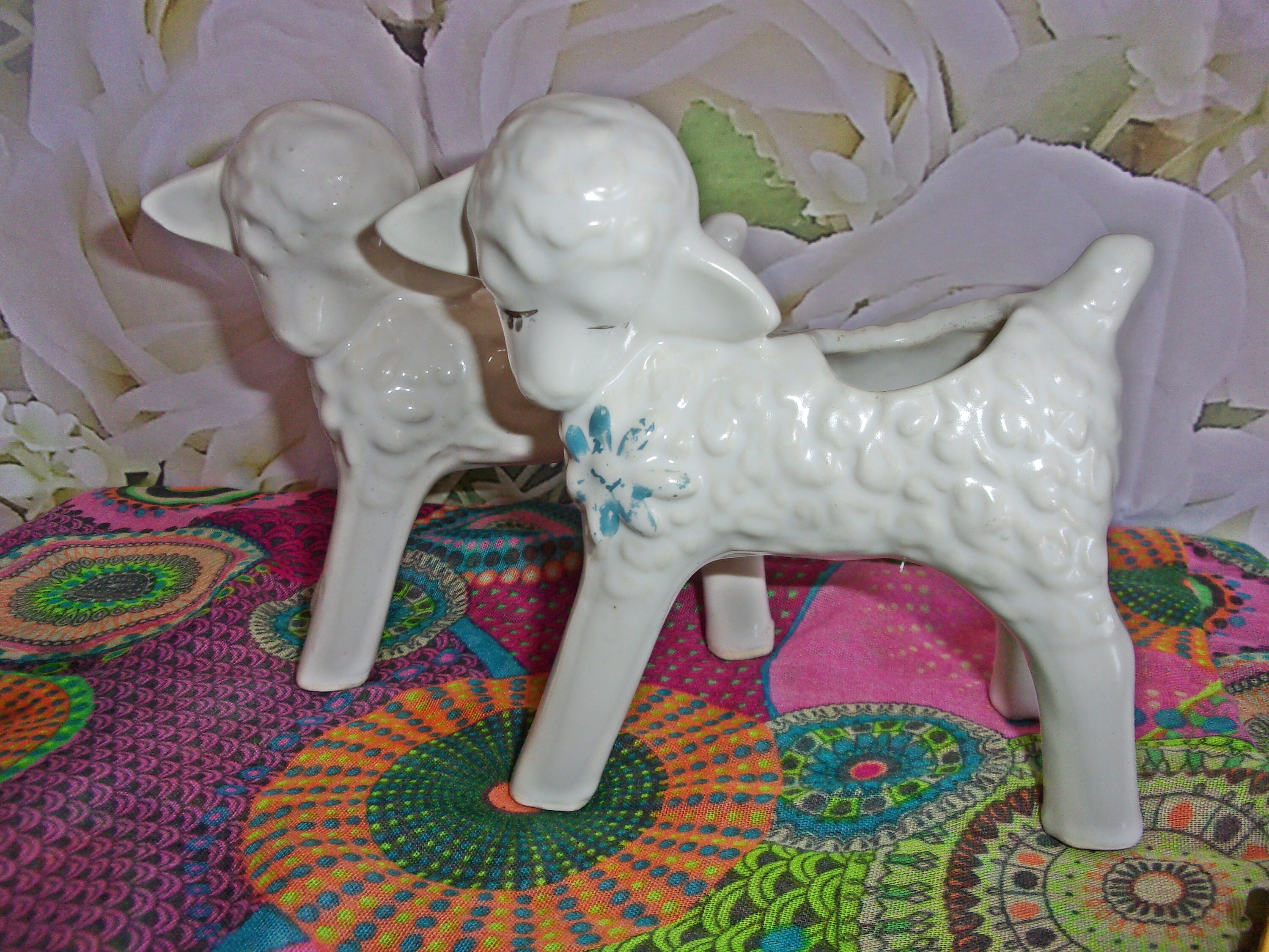 Vintage Mid Century Lamb Planters 2 White Lambs Vintage Porcelain ...
