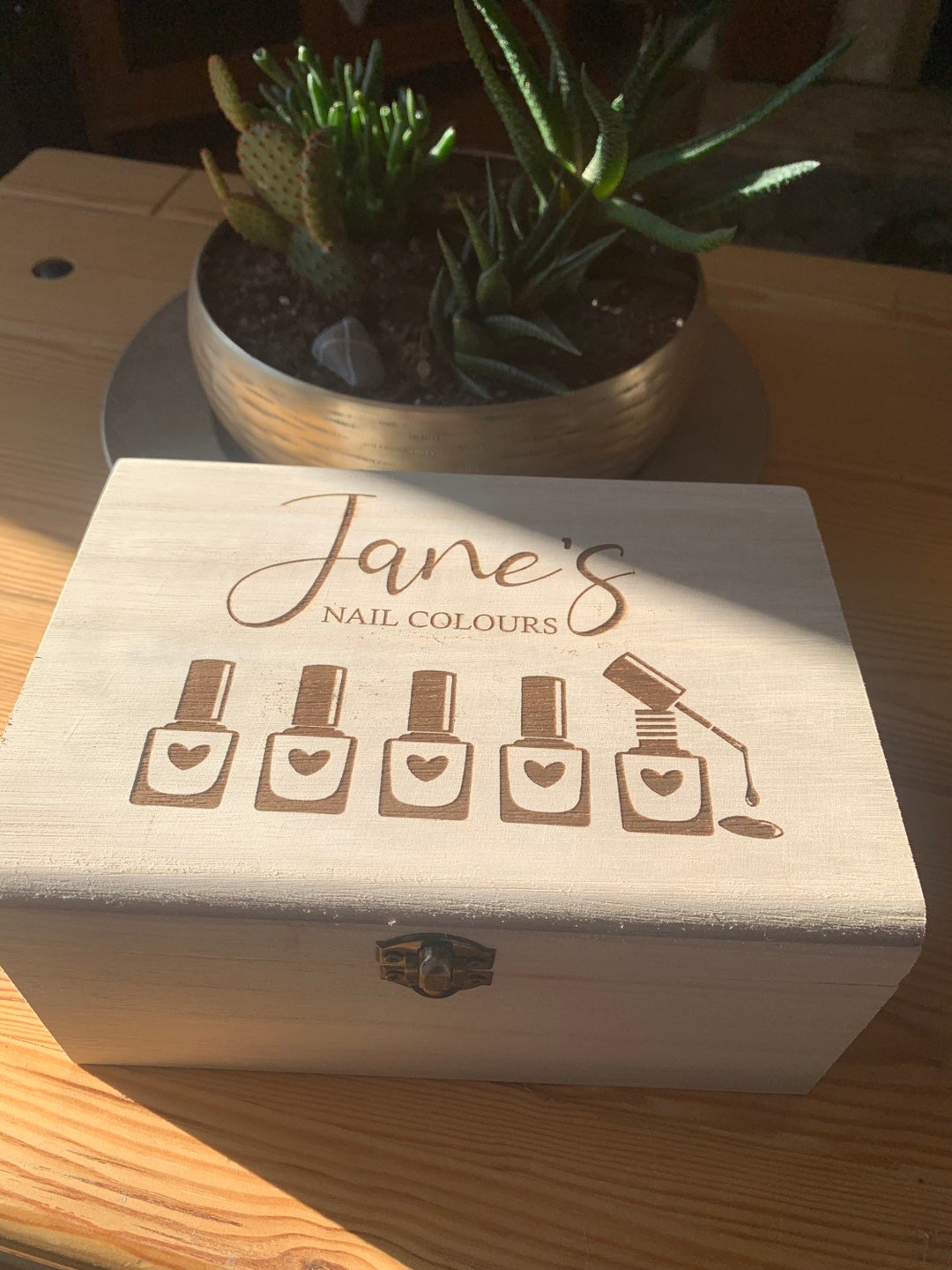 Custom Personalised Wooden Nail Varnish / Nail Gel Storage Box With ...