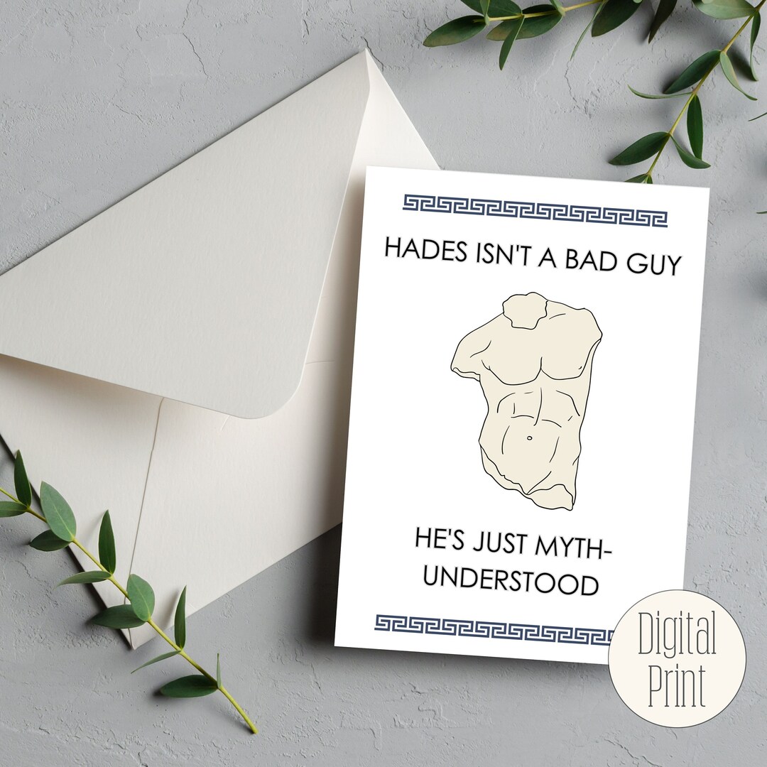 Hades is a Myth-understanding Funny Digital Print Blank Greeting Card ...
