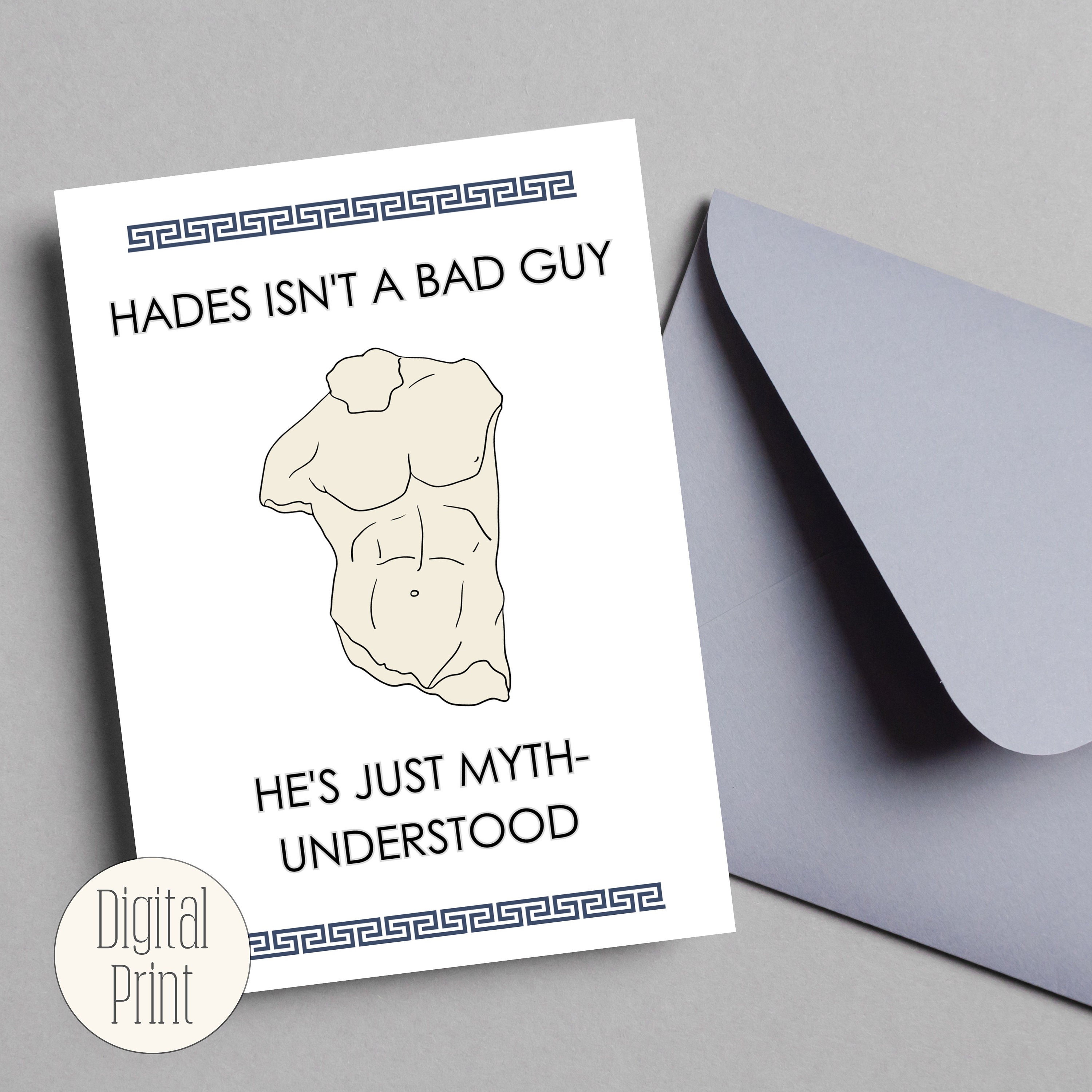 Hades is a Myth-understanding Funny Digital Print Blank Greeting Card ...