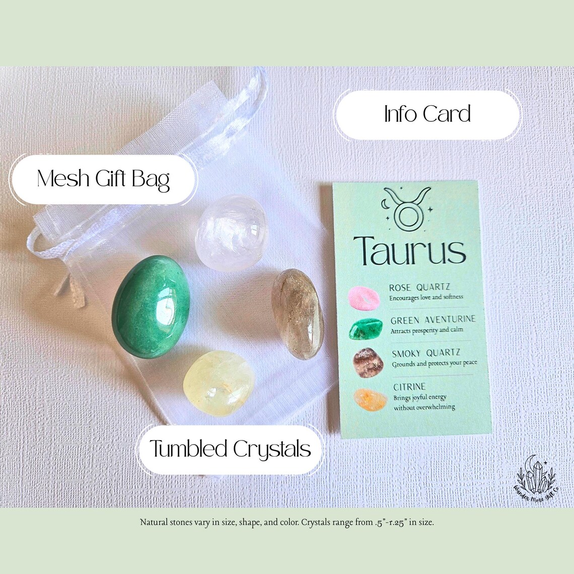 Taurus Zodiac Crystal Set: Rose Quartz, Aventurine, Smoky Quartz ...