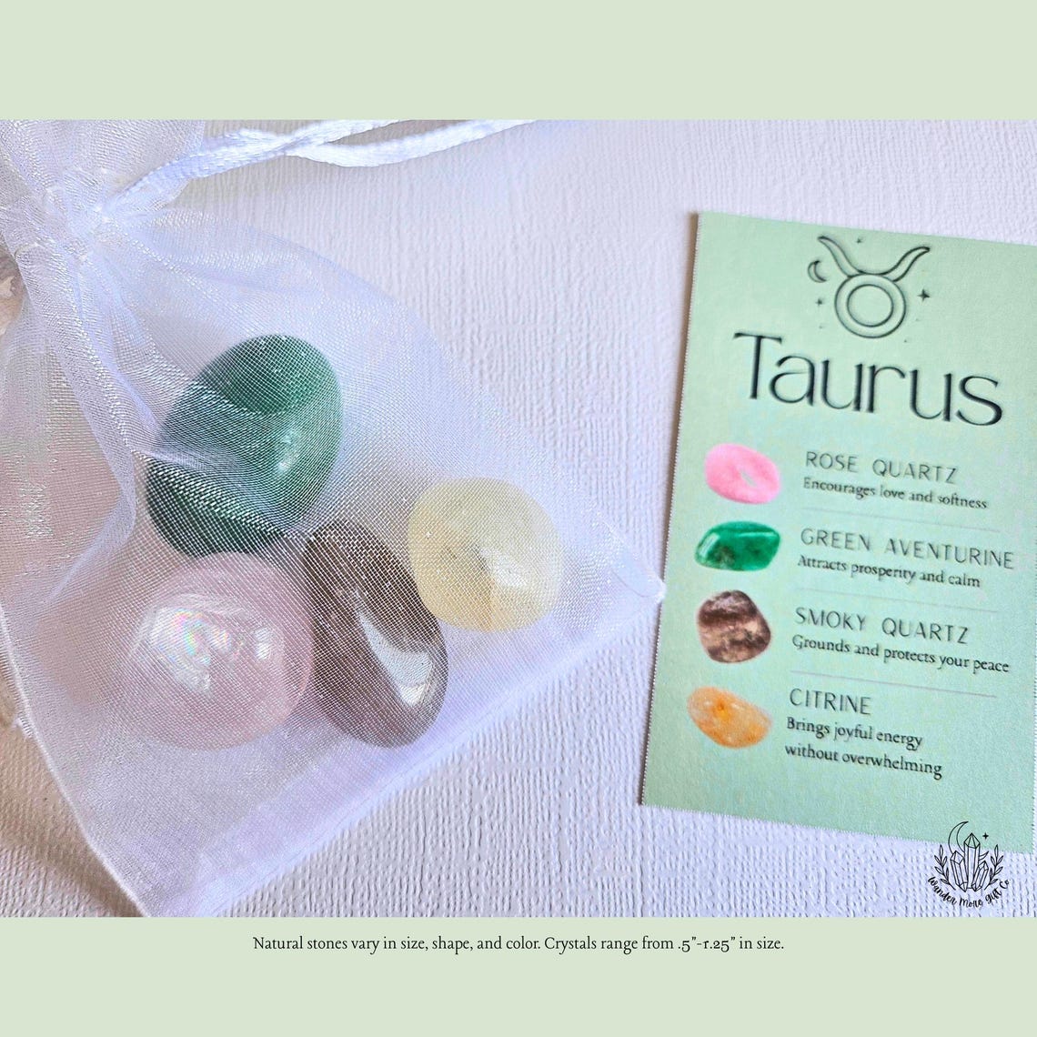 Taurus Zodiac Crystal Set: Rose Quartz, Aventurine, Smoky Quartz ...