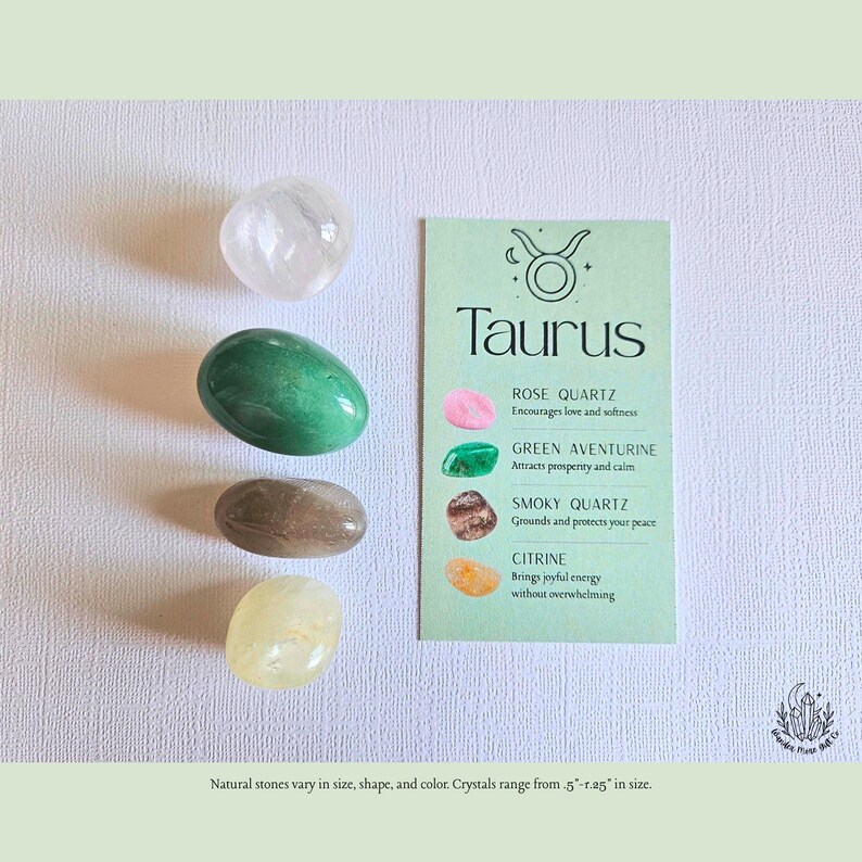 Taurus Zodiac Crystal Set: Rose Quartz, Aventurine, Smoky Quartz ...