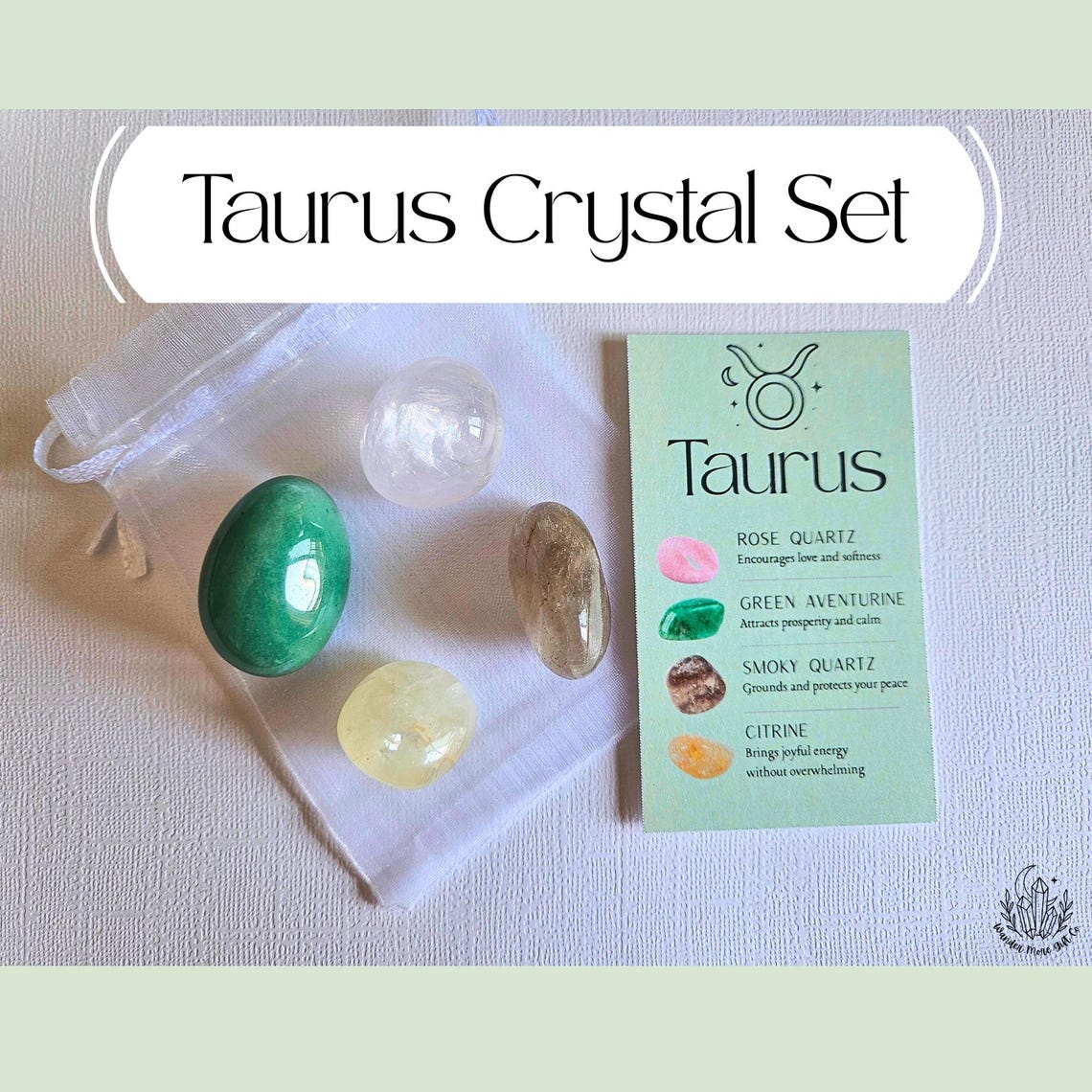 Taurus Zodiac Crystal Set: Rose Quartz, Aventurine, Smoky Quartz ...