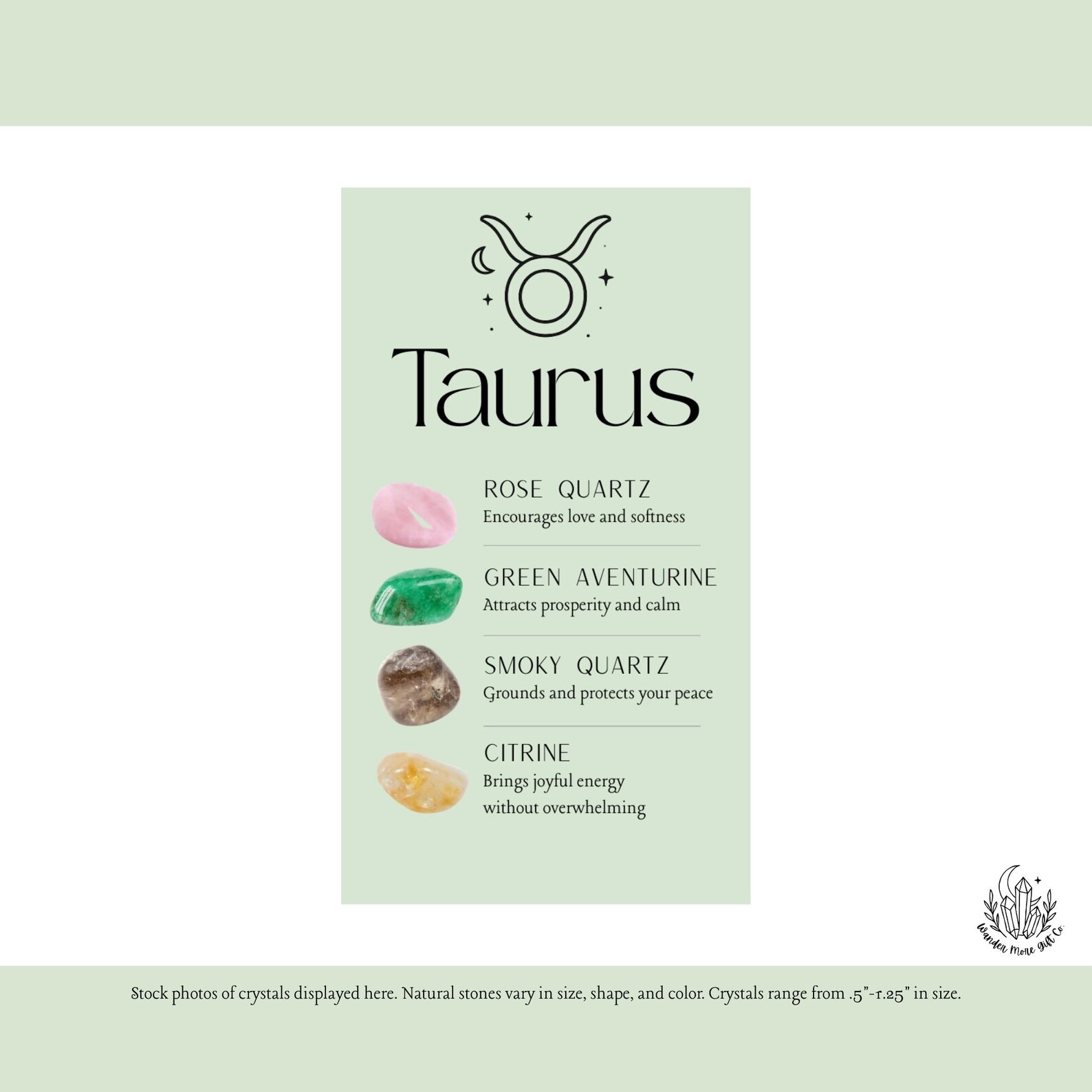 Taurus Zodiac Crystal Set: Rose Quartz, Aventurine, Smoky Quartz ...